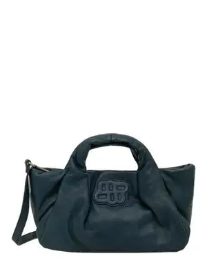 Munthe Ruched Detailing Tote Bag With Logo Patch - Blue