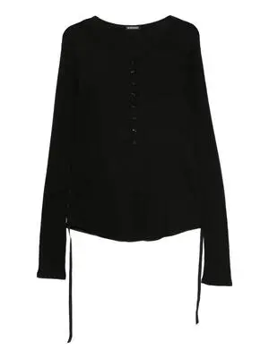 ANN DEMEULEMEESTER Ruched Detail Button-up Sweater - Black