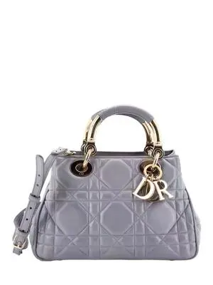 Dior Lady 95.22 Cannage Embossed Leather Small Crossbody Bag - Grey
