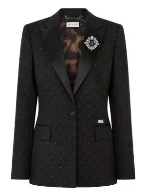 Philipp Plein Boyfriend Fit Crystal Embellished Blazer - Black