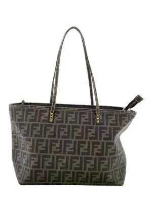 Fendi Roll Zucca Coated Canvas Medium Tote Bag - Brown