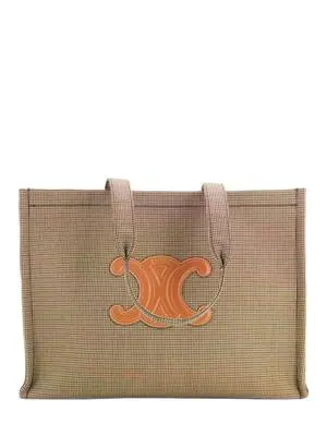 Celine Cabas Thais Fabric With Leather Large Tote Bag - Brown