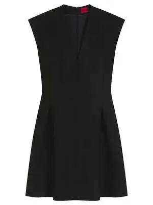 Hugo Kaytra Cap-sleeve Dress With Pleat Details - Black