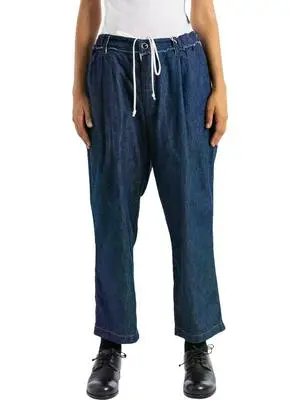 COTTLE Gurkha Pleated Drawstring Waist Jeans - Blue