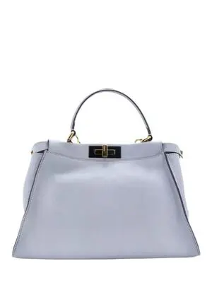 Fendi Fendi Peekaboo Rigid Leather Regular Satchel Blue