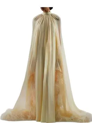 TALLER MARMO Eterea Feather-trim Gown - Neutrals