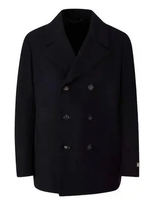 Canali Double-breasted Notch-lapel Coat - Blue