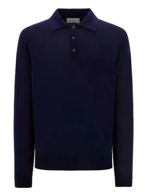 Canali Merino Wool Polo Sweater - Blue