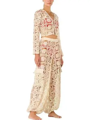 PALMACEA PALMACEA Amuna Crochet-Knit Cargo Pants
