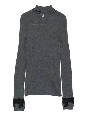 Patrizia Pepe Lace-trim Turtleneck Knit - Grey