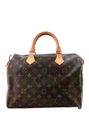 LOUIS VUITTON Speedy Monogram Canvas 30 Satchel Handbag - Brown