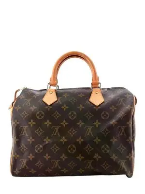 LOUIS VUITTON Louis Vuitton Speedy Monogram Canvas 30 Satchel Handbag Brown