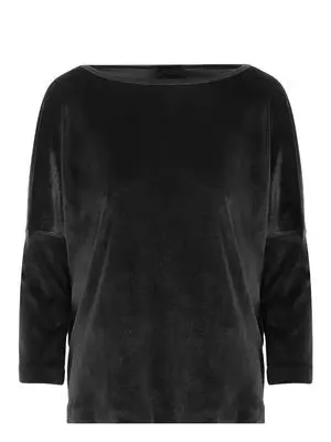 F.IT Velvet-effect Dropped-shoulder Pullover - Black