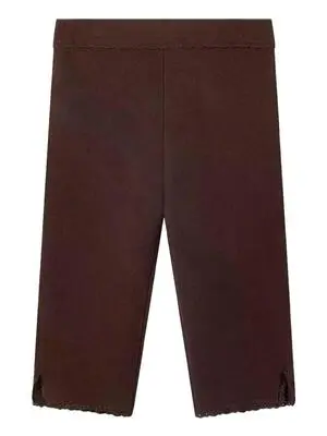 HOUSE OF SUNNY Crochet Trim Side Slit Trousers - Brown