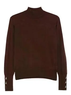 Patrizia Pepe Embellished Turtleneck Knit - Brown