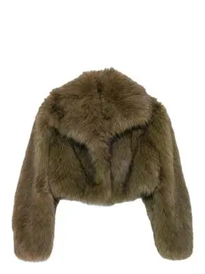 Patrizia Pepe Faux Fur Cropped Jacket - Green