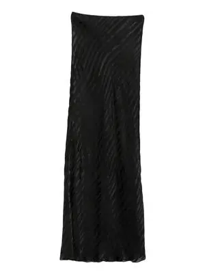 Patrizia Pepe Diagonal Stripe Maxi Skirt - Black