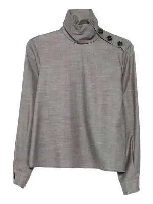 Patrizia Pepe High-neck Blouse With Button Detail - Grey