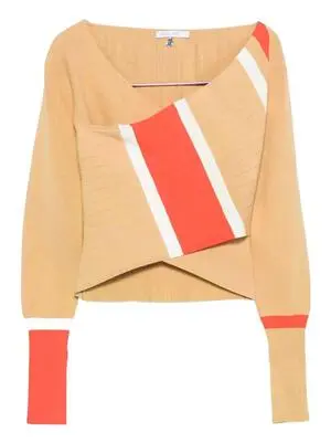 Patrizia Pepe Color-block Wrap-front Knit - Neutrals