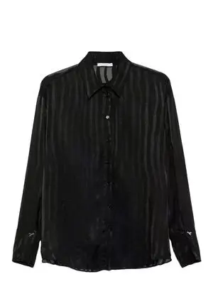 Patrizia Pepe Dévoré Vertical Stripe Shirt - Black