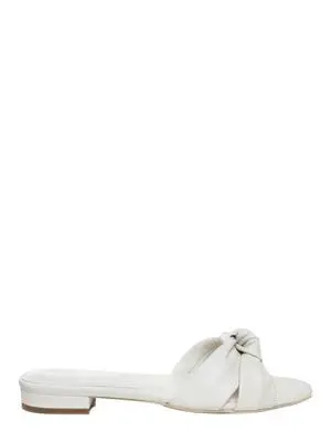 GINISSIMA Sofia Leather Knot Detail Slip-on Sandals - Neutrals