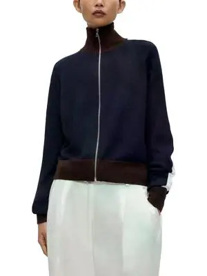 CORDERA Zip-up Colour-block Cardigan - Blue