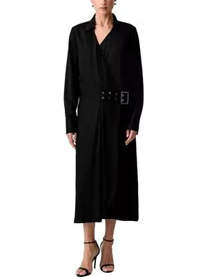 TRUSSARDI Belted Wrap Midi Dress - Black