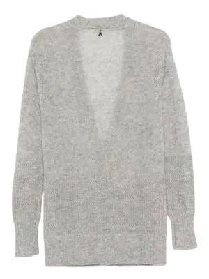 Patrizia Pepe Fine Knit V-neck Cardigan - Grey