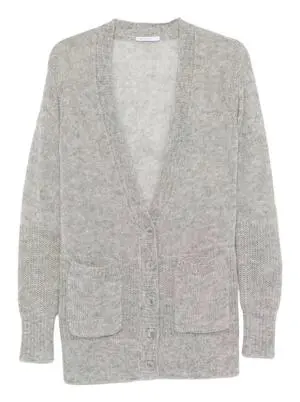 Patrizia Pepe Fine Knit V-neck Cardigan - Grey