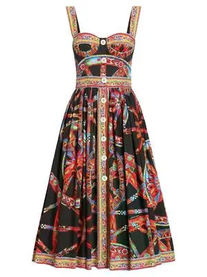 Dolce & Gabbana Carretto Print Poplin Maxi Dress - Black