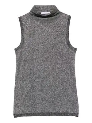 Patrizia Pepe High-neck Sleeveless Top With Lurex Finish - Grey