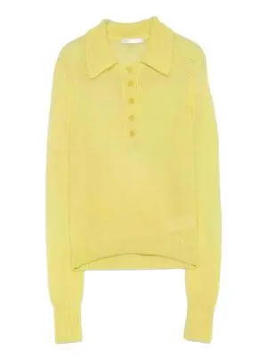 Patrizia Pepe Open-knit Buttoned Sweater - Yellow