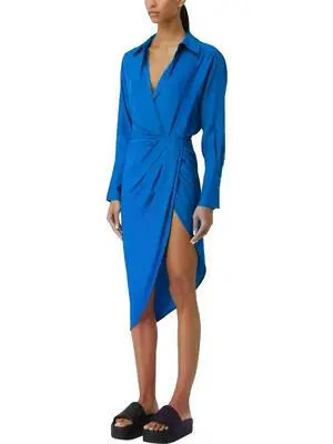 GAUGE81 GAUGE81 Lapis Blue Silk Midi Dress