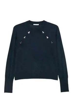 Patrizia Pepe Embellished Wool Knit Pullover - Blue