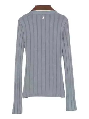 Patrizia Pepe Ribbed Knit Color-block Cardigan - Grey