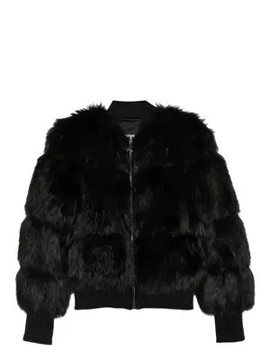 Patrizia Pepe Faux Fur Bomber Jacket - Black