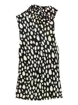 Patrizia Pepe Graphic Print Asymmetric Top - Black