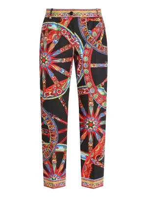 DOLCE & GABBANA Dolce & Gabbana Carretto Print High Waisted Cigarette Trousers