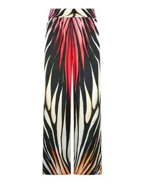 Roberto Cavalli Ray Print Silk-satin Trousers - Black