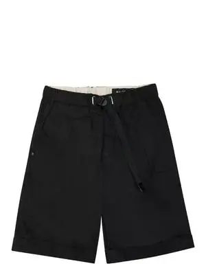 WHITE SAND Belted Turn-up-hem Shorts - Black