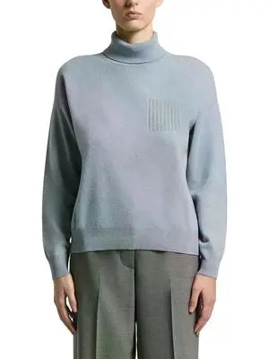Peserico Roll-neck Chest Detail Jumper - Blue