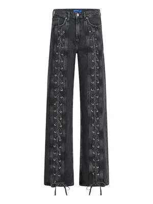 Karl Lagerfeld Lace-up Wide Leg Jeans - Grey