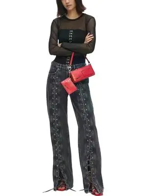 KARL LAGERFELD Karl Lagerfeld Jeans Lace-Up Wide Leg Jeans