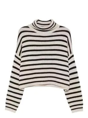 LISA YANG Zerlina Striped Roll-neck Sweater - Neutrals