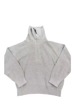 Brunello Cucinelli Long Sleeve Knit Top With Zip Closure - Gray
