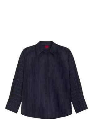 Hugo Regular-fit Pinstripe Cotton Poplin Blouse - Blue