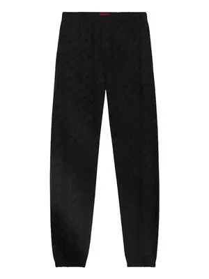 Hugo Flokky Relaxed-fit Tracksuit Bottoms With Flocked Logo - Black