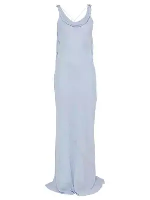 Patrizia Pepe Cowl Neck Ring Detail Maxi Dress - Blue