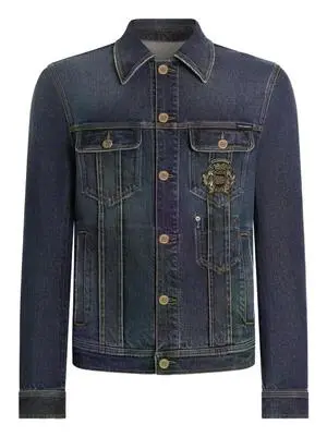Dolce & Gabbana Denim Jacket With Logo Patch - Blue