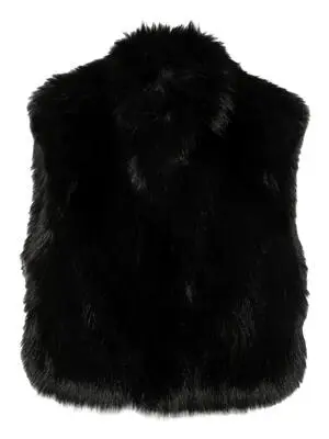 Patrizia Pepe Faux Fur High Neck Gilet - Black